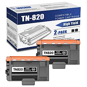 TN820 Compatible TN-820 Black Toner Cartridge Replacement for Brother TN-820 DCP-L5500DN MFC-L6700DW MFC-L6750DW HL-L6250DW HL-L6300DW Toner.(2 Pack)