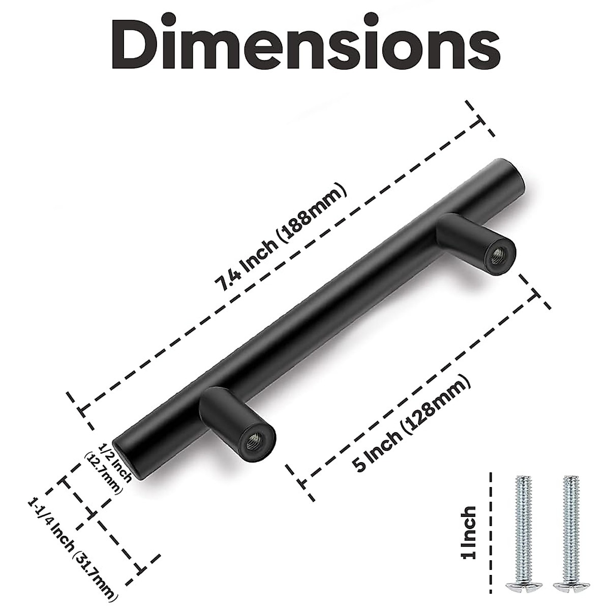 10 Pack Black Drawer Handles 7 1/2 inch Cabinet Pulls Full Length, 5inch Hole Spacing, Black Kitchen Cabinets Handles, Kitchen Drawer Pulls & Dresser Handles, Kitchen Hardware for Cabinets and Drawers