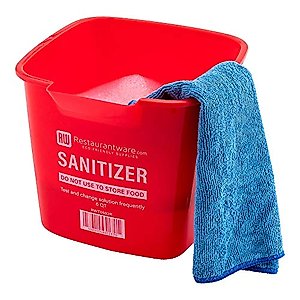Restaurantware RW Clean 6 Quart Cleaning Buckets 10 Detergent Square Buckets - With Measurements Built-In Spout And Handle Red Plastic Utility Buckets For Home Or Commercial Use