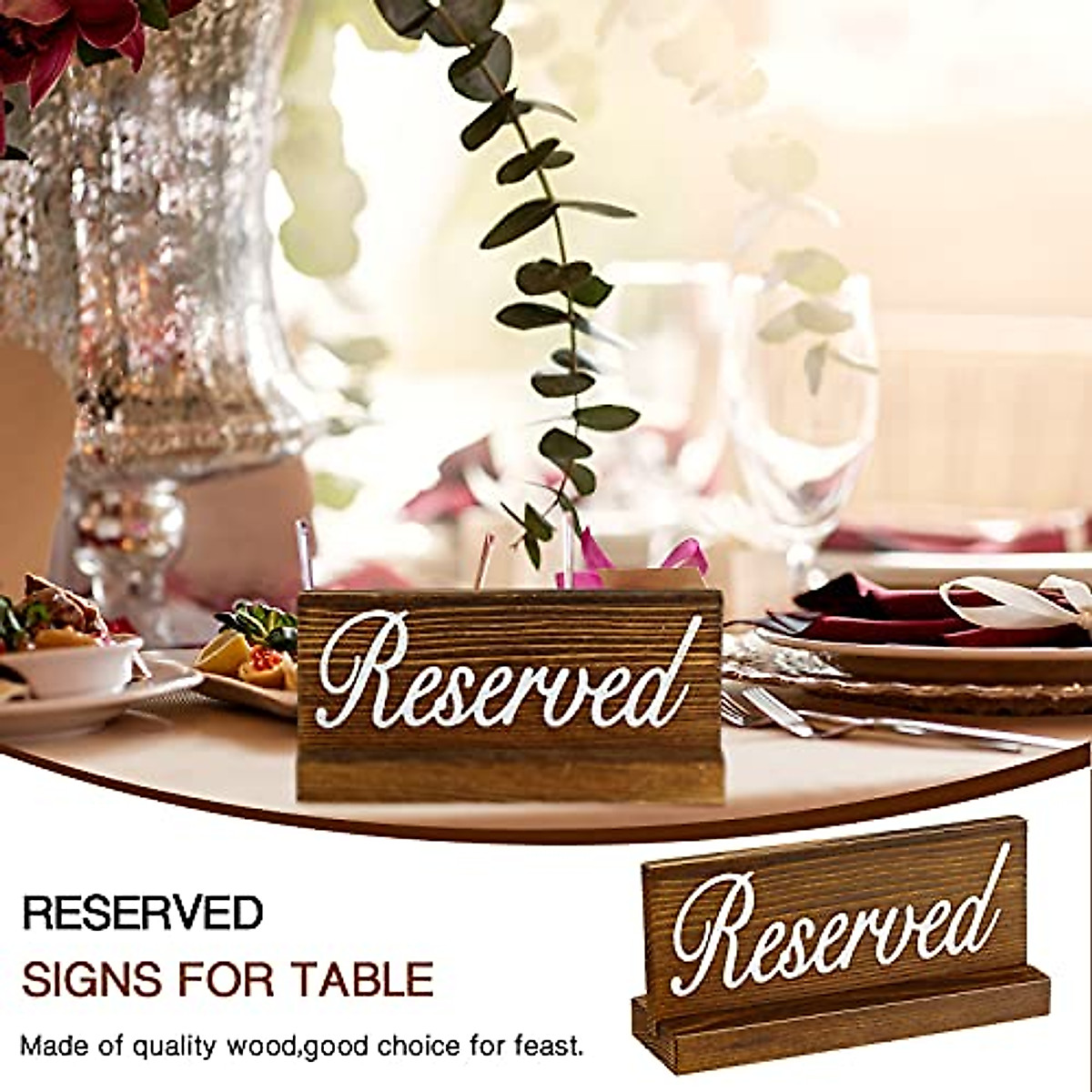 Jetec 12 Pieces Wooden Reserved Signs for Tables Rustic Style Wood Sign Wedding Seating Signs for Wedding Restaurant Receptions Supplies