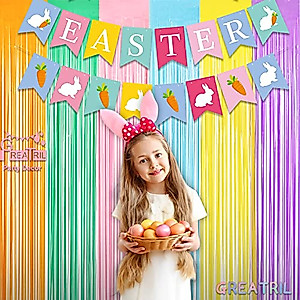 Pastel Rainbow Tinsel Curtain Party Backdrop - GREATRIL Pastel Color Foil Fringe Curtain Photo Booth Streamers for Birthday Easter Spring Baby Bride Shower Ice Cream Unicorn Girls Party Decorations