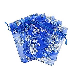 Tovip Wholesale 100PCS Organza Bag Butterfly Design Wedding Pouches Jewelry Packaging Bags (Dark Blue, 3.5x4.5 (9x12cm))