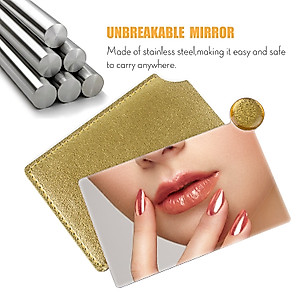 IBEET Unbreakable Stainless Steel Makeup Mirrors,Vanity Mirror Small for Purse Handbag Travel, Rectangular Handheld Compact Pocket Mirror Tiny Wallet Mirror Plate for Makeup