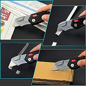 WISEUP lightweight razor blades utility knife,2 pack folding small and safety box cutter quick-change with 10pcs blades refills for boxes cartons,office,DIY,camping