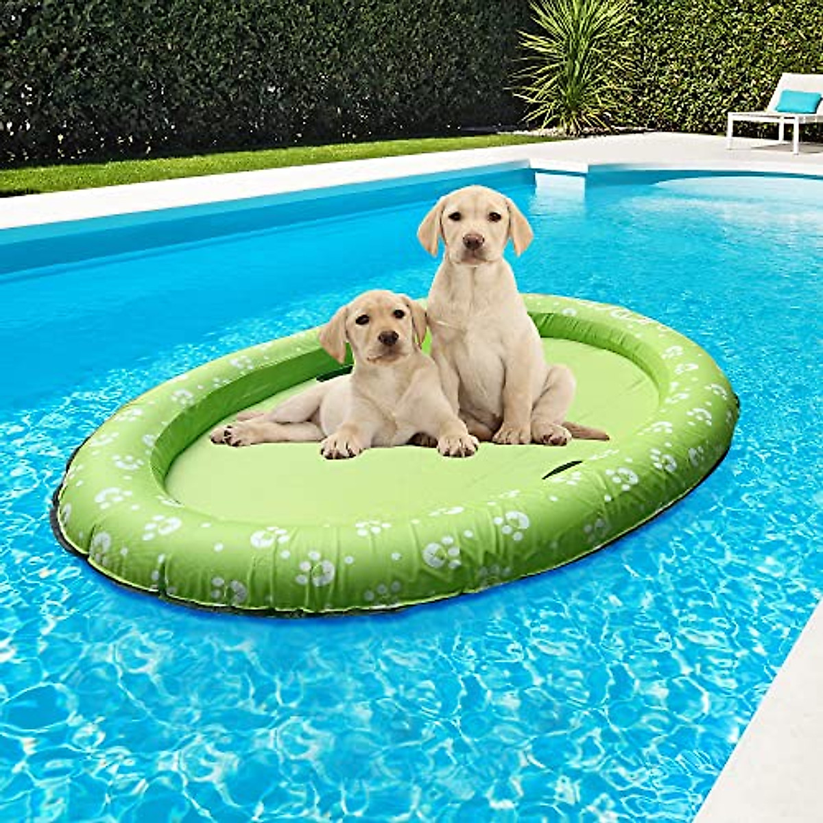 Ginkago Inflatable Pool Floats for Dogs Pet Swimming Pool Floating Row Bed Paddle Paws Floaties Doggy Puppy Pool Float for Summer Green