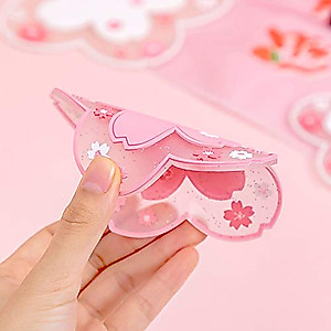 Sakura Coffee Cup Mat Kawaii Coaster 2PCS Cute Cherry Blossom PVC Home Tea Mug Pink Flower Pattern Durable Anti-Skid Pot Bowl Pad Placemat for Desk Drink Table Decor Kawaii Accessories (Small)