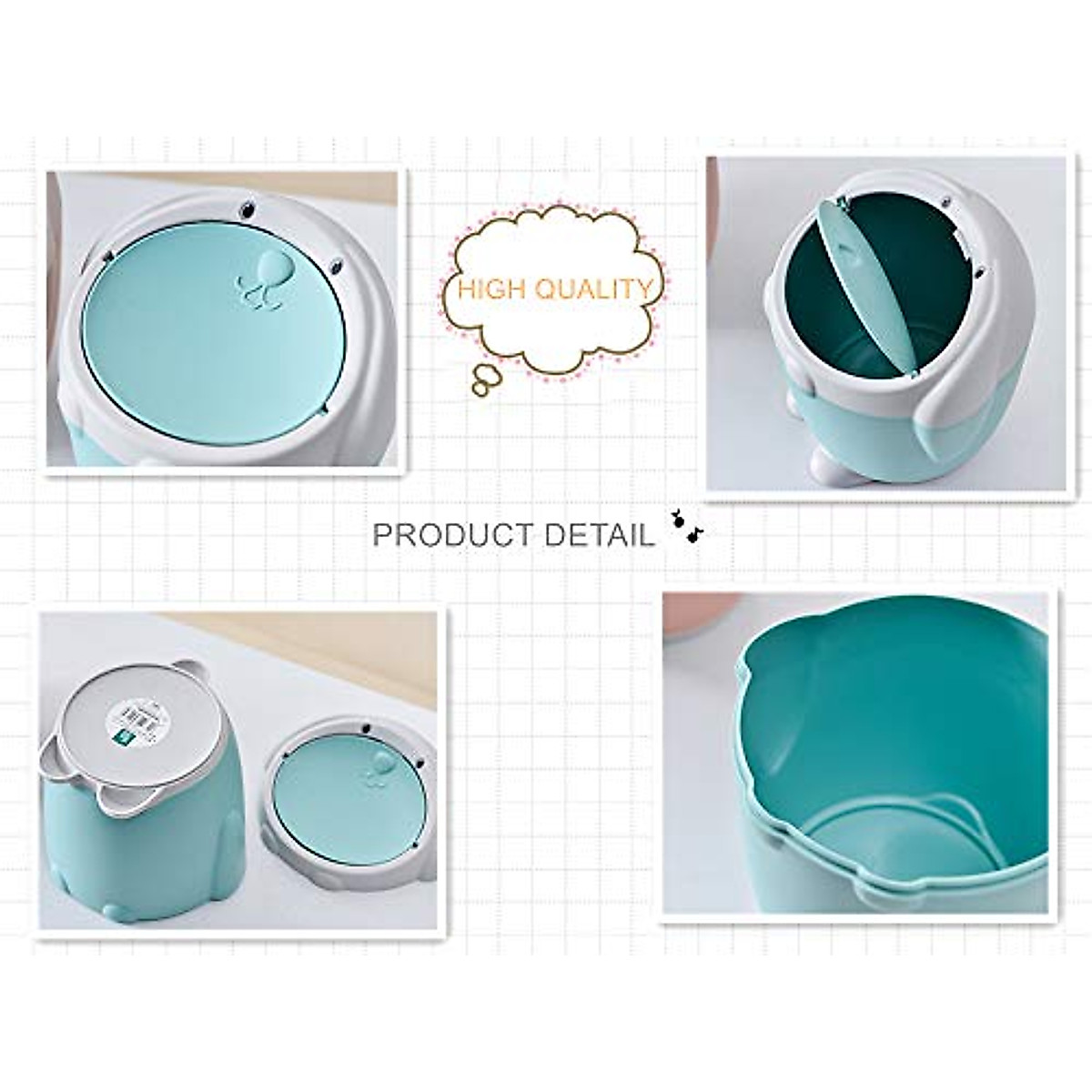 ESD HSDMYSH Mini Desktop Trash Can Mini Desk Garbage Can for Office Desktop Coffee Table Kitchen Bunny Cute Garbage Can Small Table Trash Can Shake Cover Bucket Small Paper Basket