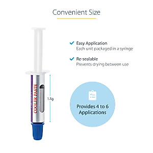 StarTech.com Thermal Paste, Metal Oxide Compound, Re-sealable Syringe (1.5g), CPU/GPU Thermal Grease Paste (SILVGREASE1)