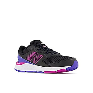 New Balance Kid's 680 V6 Lace-up Running Shoe, Black/Magenta Pop/Aura, 2 Little Kid