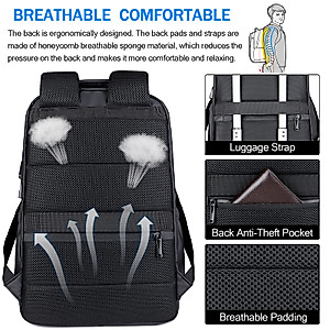 Dec-Mec Laptop Backpack,Travel/Business/ School Multi-Compartment Backpack - Anti Theft Waterproof Backpack with Charging Port for mn