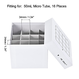 uxcell Centrifuge Tube Freezer Storage Box 16 Places Cardboard Cryogenic Holder Rack for 50ml Microcentrifuge Tubes Vials Samples, White 2pcs