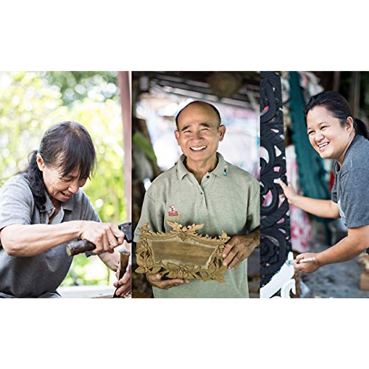 Queen Size Boho Carved Wood Bed Headboard Hand Sculpted Wall Art Hanging from Chiang Mai Thailand 60 Inches