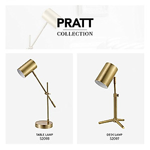 Globe Electric 52098 Pratt 20" Desk/Table Lamp, Matte Brass Finish, Adjustable Height, Balance Arm, in-Line Rocker On/Off Switch