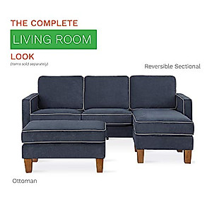 Novogratz Bowen Sectional Sofa with Contrast Welting, Blue