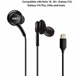 OEM UrbanX 2021 Stereo Headphones for Samsung Galaxy S20 5G UW Braided Cable with Microphone (Black) USB-C Connector (US Version with Warranty)