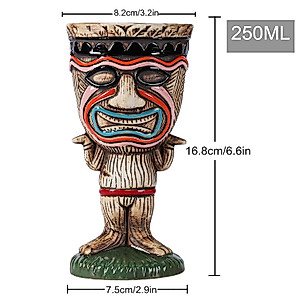 chongjian (250ML) Tiki Mugs Cocktail,Ceramic Tiki Mug for Exotic Cocktail Glasses,Tiki Bar Professional Hawaiian Party Barware - Great Home Bar Present idea