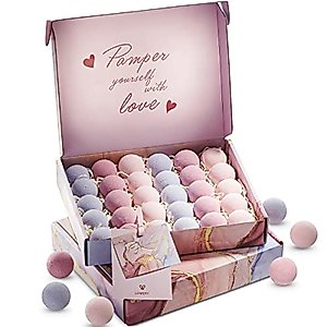 Birthday Gifts Ideas for Wife, Bath Bombs Gifts for Women , Mom, Men, 30pc Marbleized Bubble Fizzies, Multi Scents, Handmade Bath Bombs Gift Set, Best Bubble & Spa Bath, Birthday, Aromatherapy Gifts