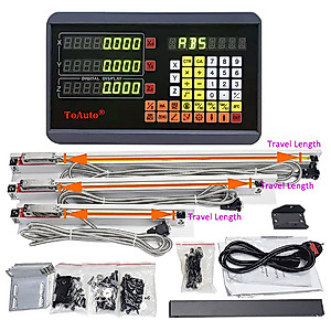 FASTTOBUY 3 Axis Digital Readout 16" 38" 20" DRO Display for CNC Wire Cutting Milling Machine with 5um Precision Linear Glass Scale 450mm+900mm+500mm,2-5 Business Days