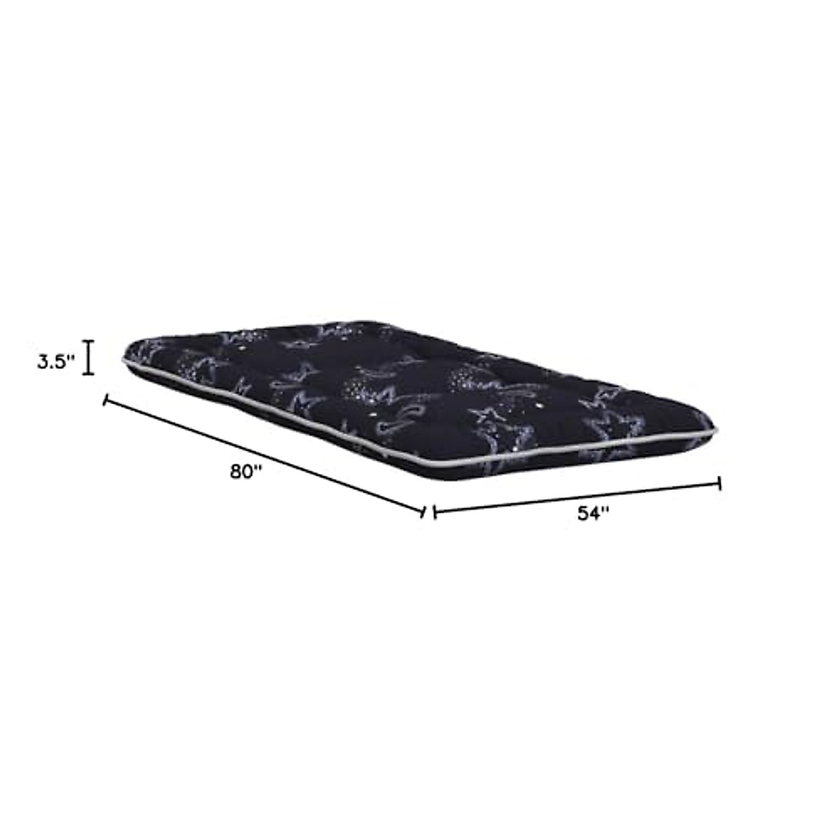 MAXYOYO Black Moon and Star Futon Mattress, Japanese Floor Mattress Folding Tatami Floor Mat Portable Camping Mattress Kids Sleeping Pad Floor Lounger Couch Bed, Thickness：8CM, Full Size