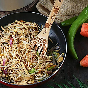 Beauty and the Beast Burned Wooden Spoons Cooking &Serving Utensils Set Bamboo Spoon Slotted Kitchen Utensil Fun Gift Idea Warming Present (Set of 5)