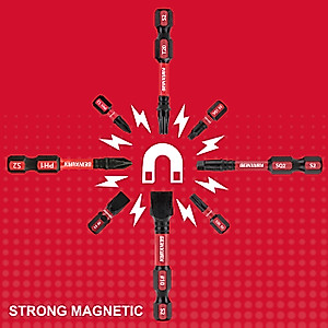 GEINXURN Impact Tough Magnetic Mixed 46Pack Insert Driver Bits, S2 Alloy Steel Screwdriver Power Bits Set with 1Pcs Impact Magnetic Bit Holder and Mini Wrench