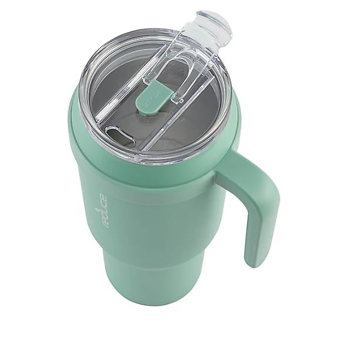 REDUCE 50 oz Mug Tumbler with Handle & Straw - Stainless Steel with Sip-It-Your-Way Lid - Keeps Water Cold up to 50 Hours - SweatProof, Dishwasher Safe, BPA Free - 2 Pack, Green / Beige