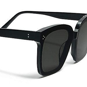 MUAMUA Women Fashion Polarized Sunglasses Oversized Square Men Sun Glasses UV400 Lightweight Black