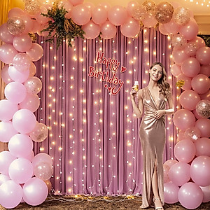 10x10 Dusty Pink Backdrop Curtain for Parties Wedding Wrinkle Free Pink Photo Curtains Backdrop Drapes Fabric Decoration for Birthday Party Baby Shower 5ft x 10ft,2 Panels