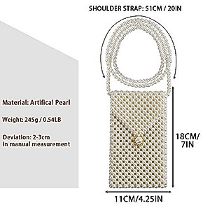 Hogoo Luxury White Pearl Purses Shoulder Bag for Women Pearl Bag Crossbody Beaded Clutch Evening Bag (WhiteSet2)