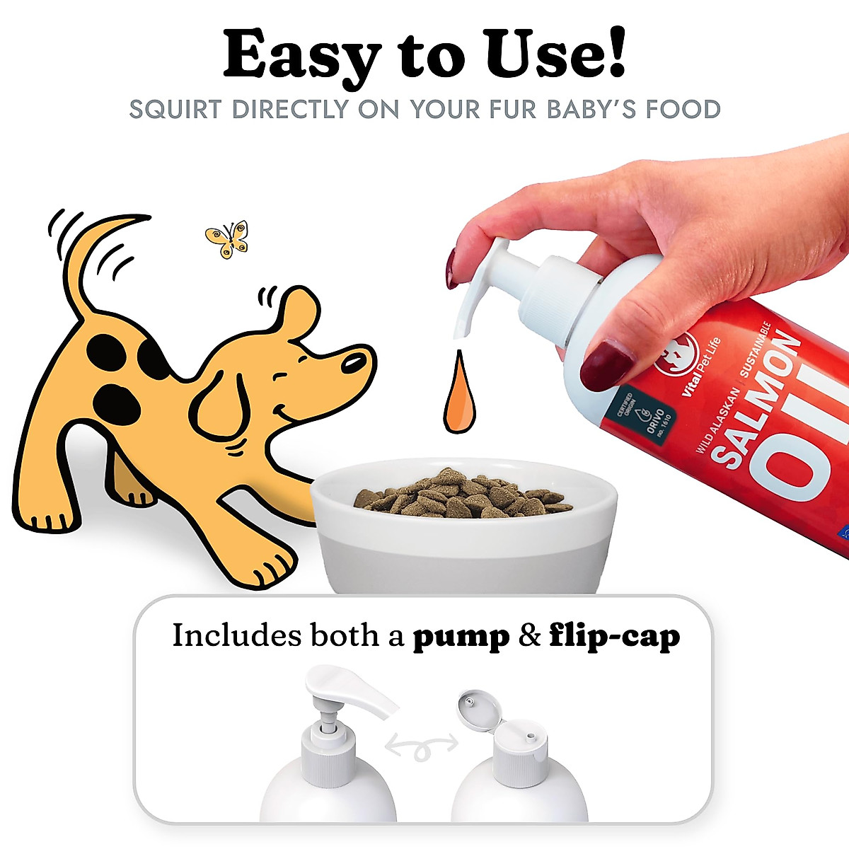 Salmon Oil for Dogs & Cats - Healthy Skin & Coat, Fish Oil, Omega 3 EPA DHA, Liquid Food Supplement for Pets, Supports Joint & Bone Health, Natural Allergy & Inflammation Defense, 16 oz