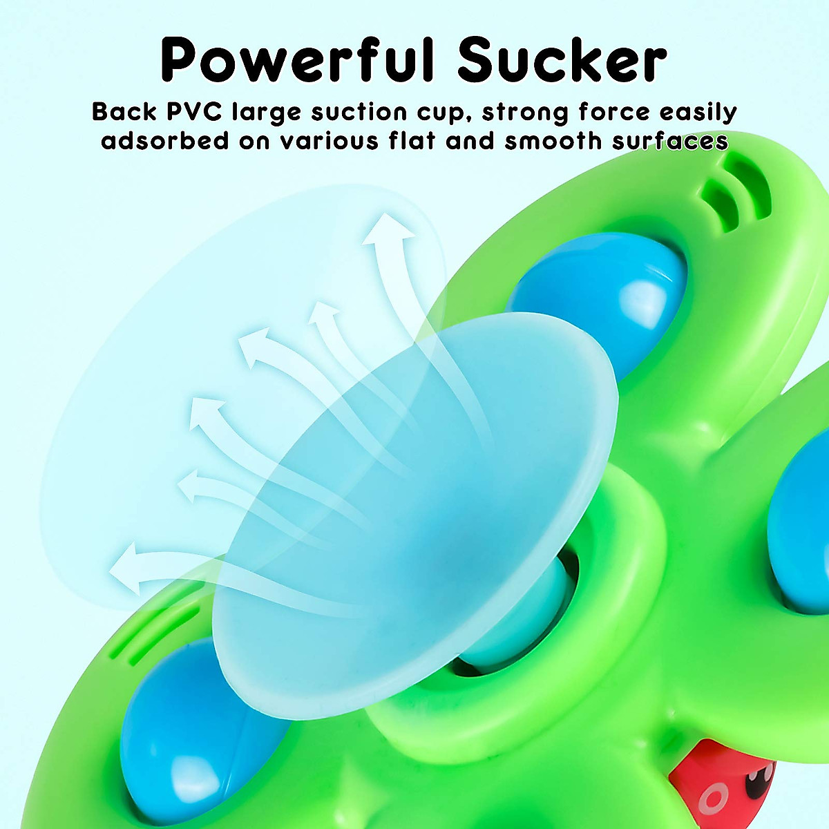 SEPEORUL Suction Cup Spinning Top Toy 3PCs Sensory Toys for Toddlers 1-3 Baby Bath Toys Baby Spinner Toys, Interesting Sucker Gameplay Early Learner Toys for Bath Tub, Dining Table or High Chair