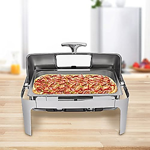 Electric Buffet Food Roll Top Chafing Dish Servers and Warmers with Cover 2 Pans 9.5Quart for Buffet Commercial Food Warmer Steam Table/2458