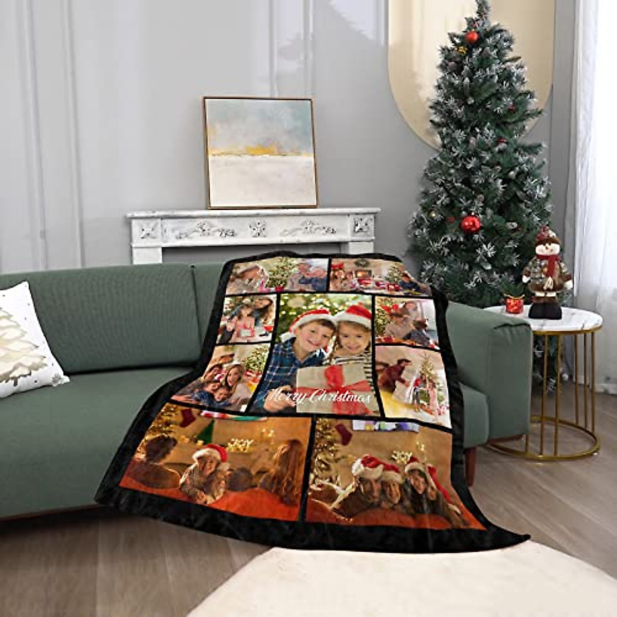 TURMTF Custom Blanket for Family Mom Dad Daughter Son, Personalized Custom Blanket with Photos for Family, Birthday Wedding Christmas Couples Wife Husband Boyfriend Grilfriend Gifts(9 Photo)