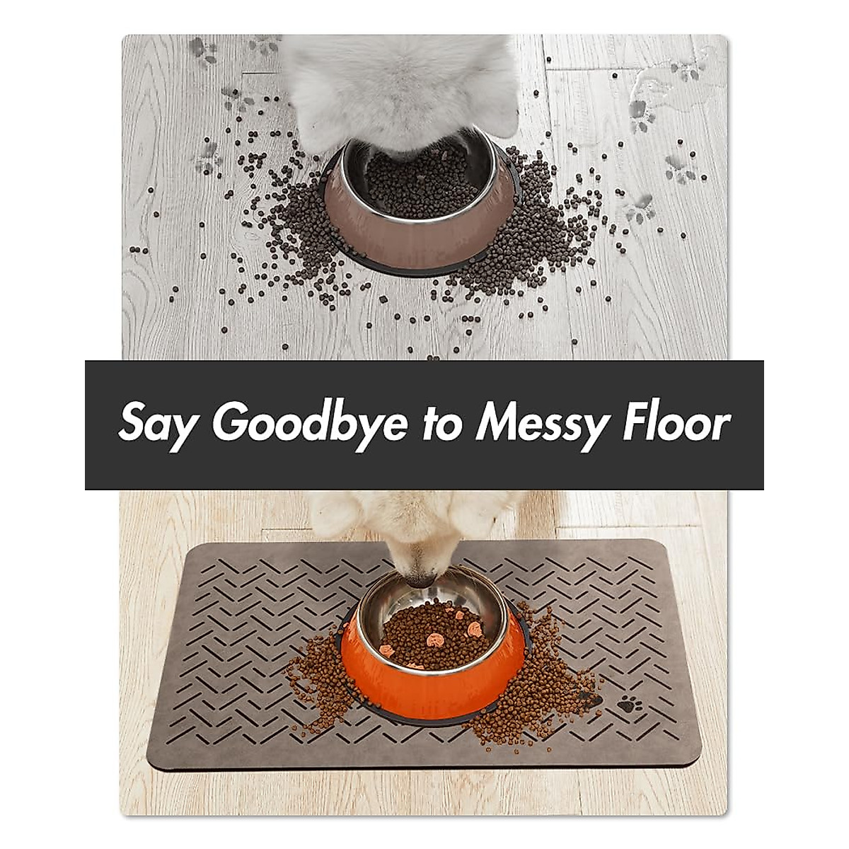 MontVoo-Absorbent Pet Feeding Mat-No Stains Quick Dry Dog Mat for Food and Water Bowl-Rubber Backing Dog Food Mat Dog Water Dispenser Mat-Dog Accessories Pet Supplies-Dog Water Bowl for Messy Drinkers