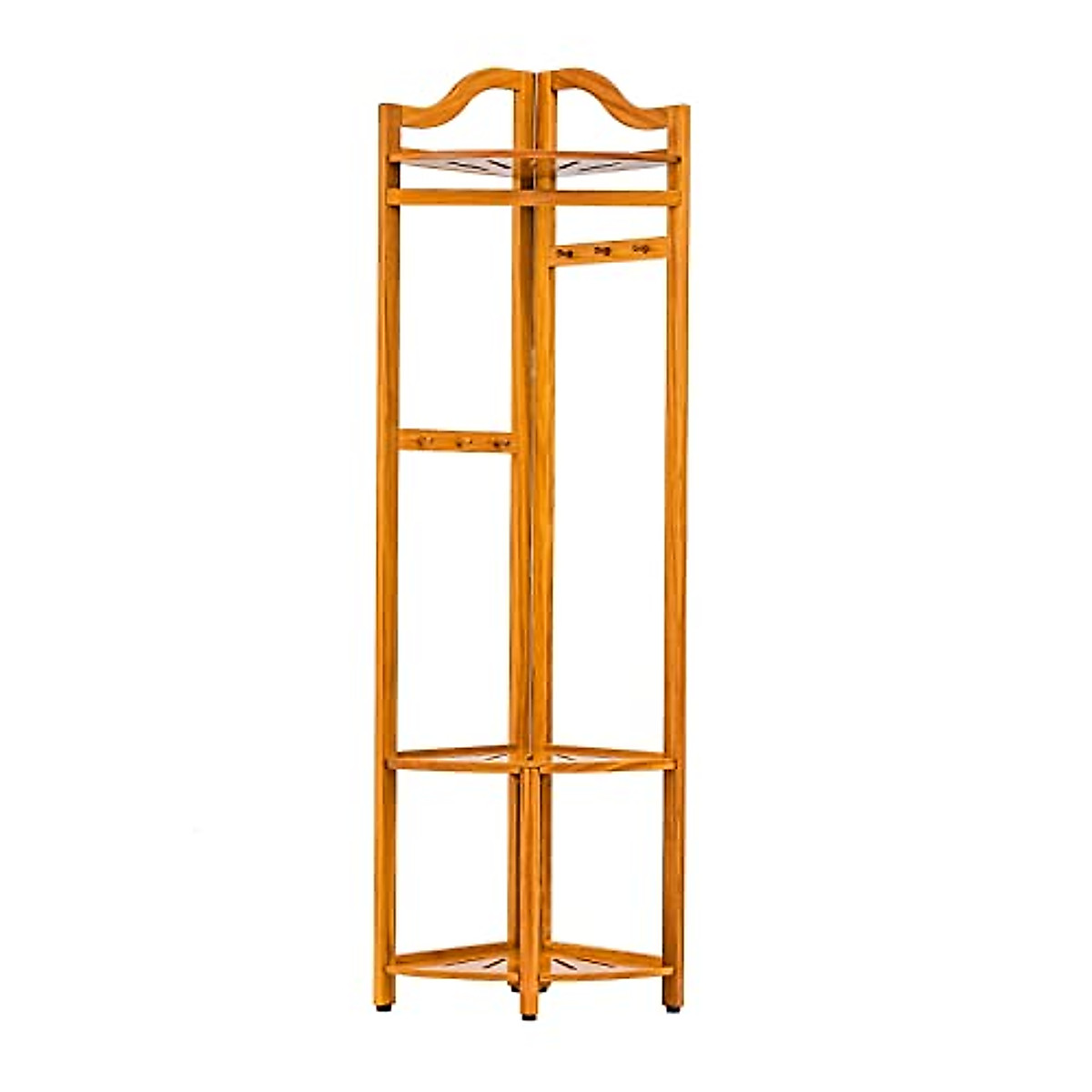 70“ Teak Corner Hall Tree with Shoe Bench,Corner Coat Rack with Bench,Corner Hall Tree,Entryway Coat Rack,Built of Solid Teak.