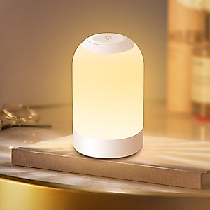 G Keni Baby Night Light for Kids, LED Touch Lamp, Stepless Dimming Nursery Lamp with Timer, Breastfeeding, Diaper Change, Sleep Aid, USB Rechargeable White/Natural/Warm Bedside Light for Bedroom