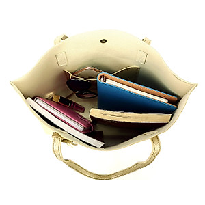 Nodykka Women Tote Bags Top Handle Satchel Handbags PU Pebbled Leather Tassel Shoulder Purse,One Size,Gold3