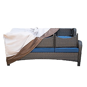 ovios Patio Furniture Covers Waterproof, Outdoor Furniture Cover for 3-Seater Sofa and Ottomans, Sectional Sofa Couch Chair Table Cover General Purpose Cover, 73.2" L*37" W*34" H, Beige-Brown