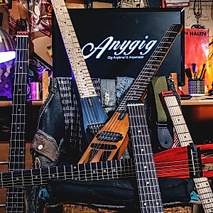 Anygig Electric Guitar Practice Portable Travel 82CM 1.6KG Black Matte 25.5" Full Scale with Gigbag Right Handed