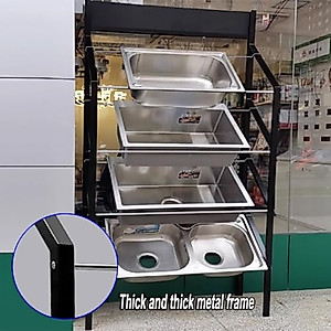 GRRICEPL Washing Hand Basin Display Rack, Kitchen Sink Commercial Shelves, Adjustable Width Universal Wheel Storage Rack，360° Swivel with Universal Wheels