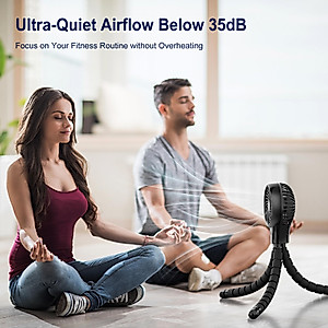 MORECORE Auto Oscillating Clip Fan for Exercise Bike/Treadmill, Portable & Rechargeable Battery with Flexible Tripod, Design for Exercise Machine GYM Workout