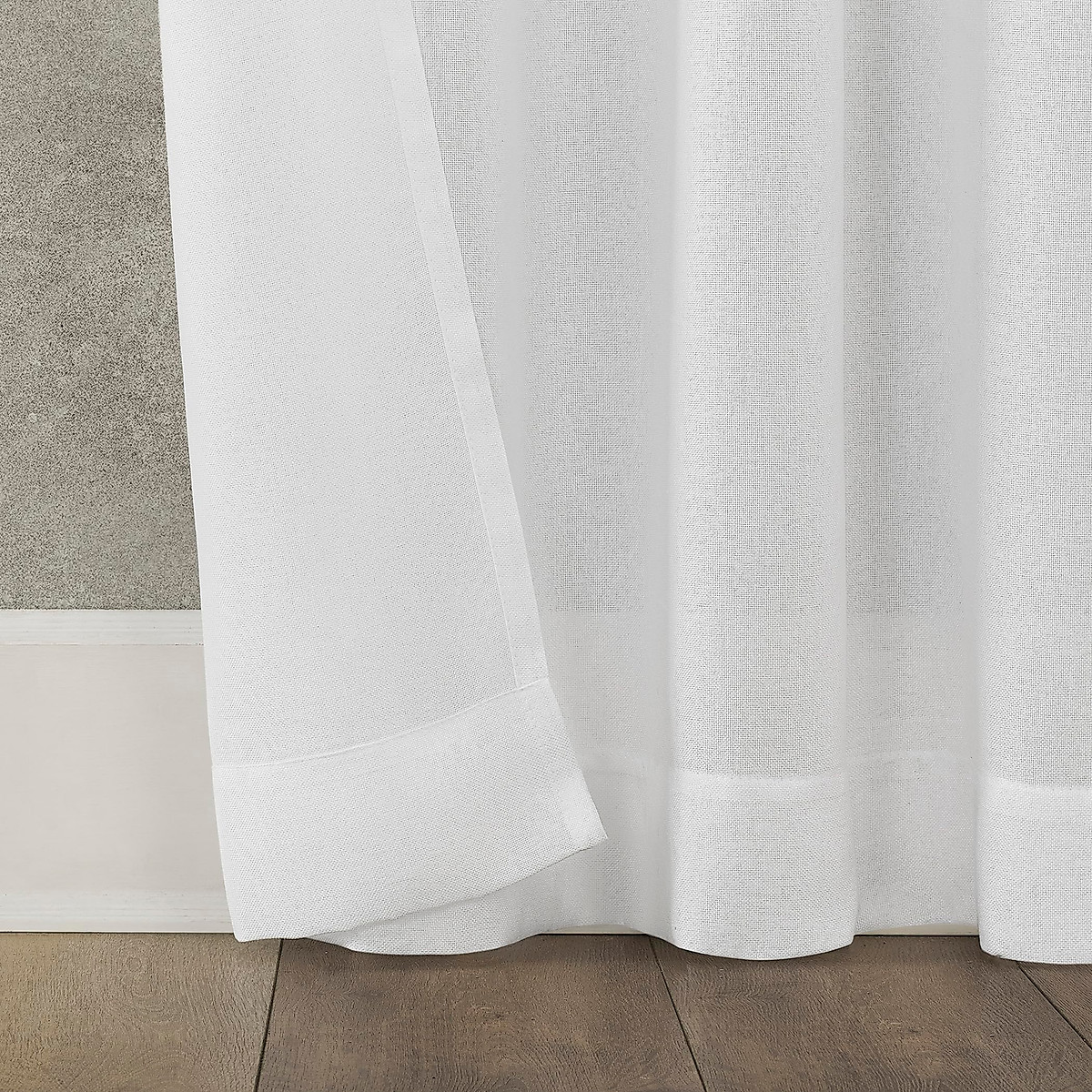 No. 918 Reman 2-pack Twist Tab Linen Texture Semi-Sheer Tab Top Curtain Panel Pair, 40" x 84", White