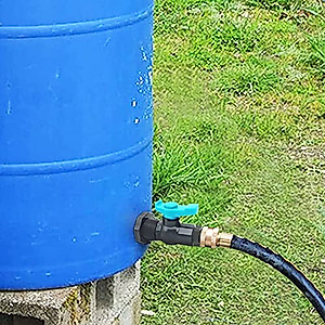 Qitdathn Rain Barrel Spigot Kit PVC Bulkhead Fitting with Ball Valve and Thread Seal Tape and Garden Hose Male Threaded Adapter(3/4" Male) for 3/4" Female Threaded Connector(kit for 3/4 inch Female)