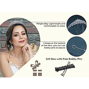 FASNAHOK Silver CZ Wedding Tiaras for Brides Floral Princess Crowns for Women Cubic Zirconia Bridal Headband Sweet 16 Crown Birthday Hair Accessories