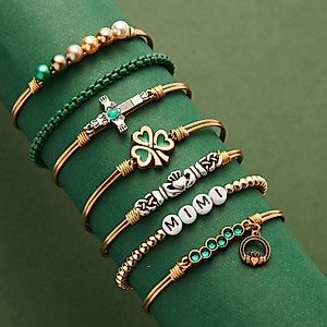 Luca + Danni Claddagh Bangle Bracelet, Irish Friendship Jewelry Gift for Women, Girls, Wear as Single or for Stacking (Silver, Regular)