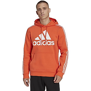adidas Big & Tall Essentials Fleece 3-Stripes Hoodie Semi Impact Orange/White 2XL Tall