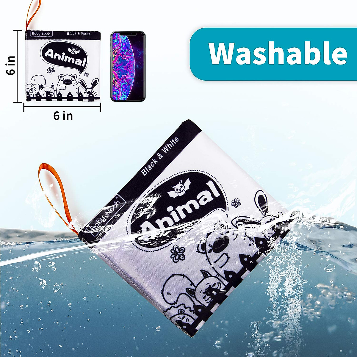 Baby First Soft Activity Cloth Book Set, High Contrast Black and White Interactive Crinkle Soft Book Bundle for Infant, Baby Early Education for Brain Development with Alphabet, Shape, Animal