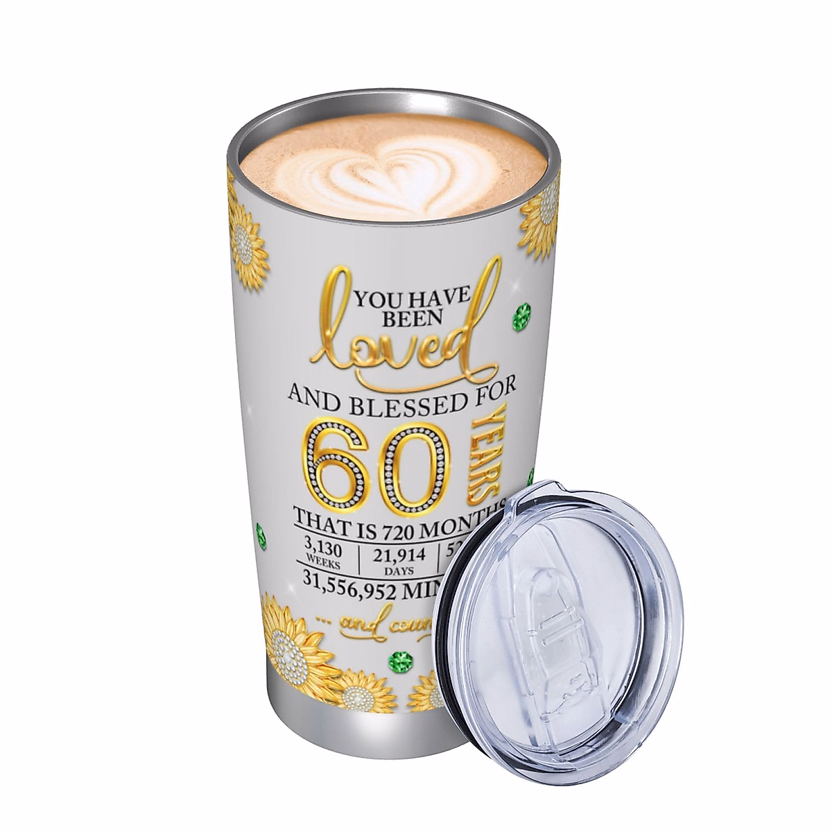 Vagaus Birthday Gifts for Women Tumbler 20oz, Birthday Decorations (60th Birthday Gifts for Women, 6.7"*3.4")