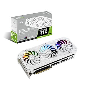 ASUS ROG STRIX NVIDIA GeForce RTX™ 3090 White OC Edition Gaming Graphics Card (PCIe 4.0, 24GB GDDR6X, HDMI 2.1, DisplayPort 1.4a, White color scheme, Axial-tech Fan Design, 2.9-slot, Super Alloy Power