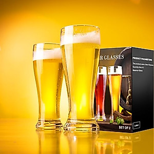 PARACITY Beer Glasses 16 oz, Pint Glasses Set of 2, Pilsner Beer Glasses, Wheat Beer Glasses, Glasses Drinking Set, Glassware Gift for Men